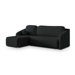 ECKSOFA MARELLO Schwarz Geflochtener Stoff mit Schlaffunktion
