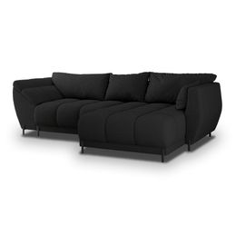 ECKSOFA VESTANO R-S Schwarz Boucle-Stoff mit Schlaffunktion