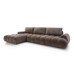 ECKSOFA GARDA Braun Chenille mit Schlaffunktion
