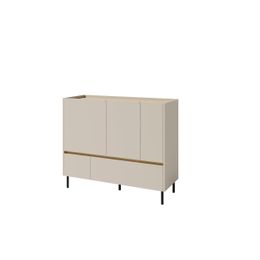 KOMMODE MURO 120/105/40cm mit 2 Schubladen 3 T&uuml;ren Beige