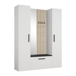GARDEROBENSCHRANK MODULO 160,6/204/40 cm Modern Garderobe-Set Wei&szlig;
