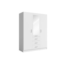 DREHT&Uuml;RENSCHRANK NEVARIS 150,5/200,5/58cm 3-t&uuml;rig mit Spiegel Wei&szlig;