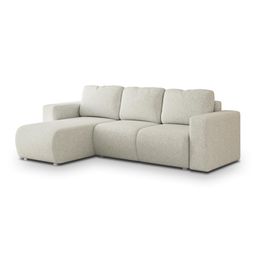 ECKSOFA RINOVA Creme Geflochtener Stoff mit Schlaffunktion