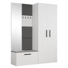 GARDEROBENSCHRANK MODULO 160,6/204/40 cm Modern Garderobe-Set Wei&szlig;