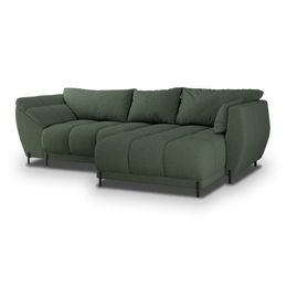 ECKSOFA VESTANO R-S Gr&uuml;n Boucle-Stoff mit Schlaffunktion