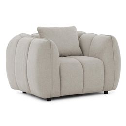 SESSEL Nubira in tief gesteppter Bubble-Optik aus weichem Taupe Strukturstoff im modernen Design