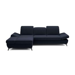 ECKSOFA FELICE L-S Dunkelblau Geflochtener Stoff mit Schlaffunktion
