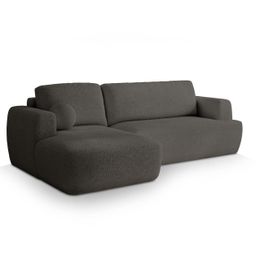 ECKSOFA SENTI N L-S Grau Boucle-Stoff mit Schlaffunktion