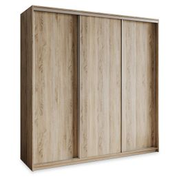 SCHWEBET&Uuml;RENSCHRANK NISSE 180/205/60 cm 3-t&uuml;rig mit Schubladen Sonoma Eiche