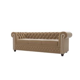 CHESTERFIELD-SOFA 3-sitzer Nyx Beige Samt