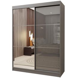 SCHWEBET&Uuml;RENSCHRANK VITALE 150/216/61 cm 2-t&uuml;rig mit Spiegel Grau