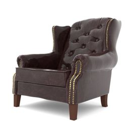 CHESTERFIELD-SESSEL Lento Braun vegan Leder