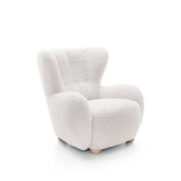 SESSEL MIST, Polstersessel Klassisch Loungesessel, Bucle-Stoff Wei&szlig;