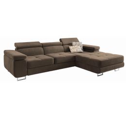 ECKSOFA ELMA R-S Beige Velours-Stoff mit Schlaffunktion