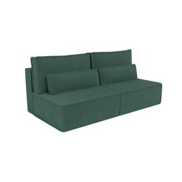 BETTSOFA LINO Gr&uuml;n Kordstoff mit Schlaffunktion
