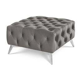HOCKER Chesterfield Whitby Grau Samt mit silbernen F&uuml;&szlig;en