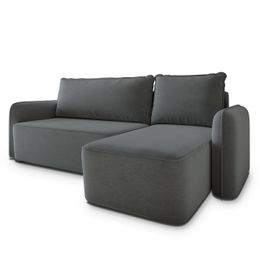 ECKSOFA DOLVER CL Grau Samtstoff mit Schlaffunktion