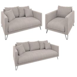 SITZGARNITUR 3+2+1 Harmony Taupe Chenille