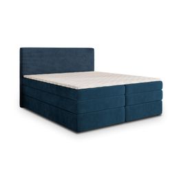 BOXSPRINGBETT MATERN 180x200 cm mit Matratze und Topper - Blau