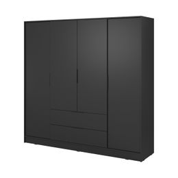DREHT&Uuml;RENSCHRANK CATERINA 206/200/51 cm 4-t&uuml;rig Schwarz