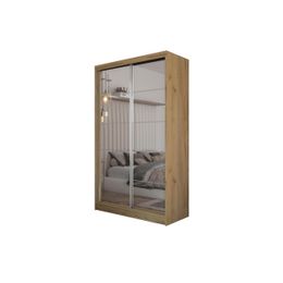 SCHWEBET&Uuml;RENSCHRANK FIORELLA 120/216/61 cm 2-t&uuml;rig mit Spiegel Eiche Artisan