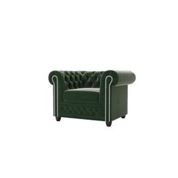 CHESTERFIELD-SESSEL Nyx Flasche gr&uuml;n Samt