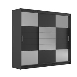 SCHWEBET&Uuml;RENSCHRANK KALISTA 250/215/61 cm 2-t&uuml;rig mit Spiegel Graphitfarben