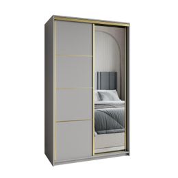 SCHWEBET&Uuml;RENSCHRANK VARO 120/205/60 cm 2-t&uuml;rig mit Spiegel Graphitfarben
