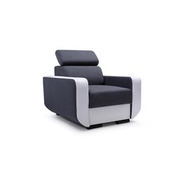 SESSEL ITERO, Polstersessel Klassisch Loungesessel, Geflochtener Stoff Grau