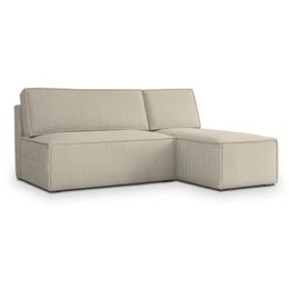 ECKSOFA BRISO P Creme Kordstoff mit Schlaffunktion