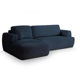 ECKSOFA SENTI N L-S Blau Boucle-Stoff mit Schlaffunktion