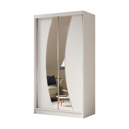 SCHWEBET&Uuml;RENSCHRANK VOCE 120/216/61 cm 2-t&uuml;rig mit Spiegel Wei&szlig;
