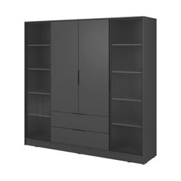 DREHT&Uuml;RENSCHRANK CATERINA 206/200/51 cm 4-t&uuml;rig Graphitfarben