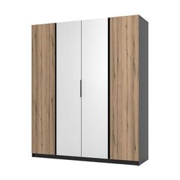 DREHT&Uuml;RENSCHRANK CAGLIARI 200/239/61,9cm 4-t&uuml;rig mit Spiegel Schwarz