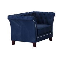 CHESTERFIELD-SESSEL Fusion Blau Samt
