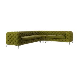ECKSOFA Chesterfield Laura Olive Samt