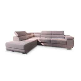 ECKSOFA APIRO L-S Lila Kordstoff mit Schlaffunktion