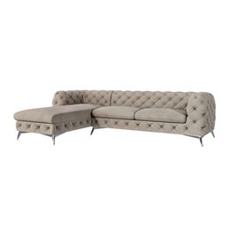 ECKSOFA Chesterfield Laura Dunkle Creme Samt