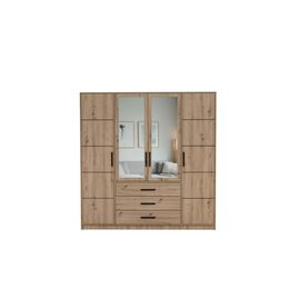 DREHT&Uuml;RENSCHRANK FIORA 196/200/57,5 cm 4-t&uuml;rig mit Spiegel Eiche Artisan