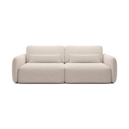 BETTSOFA ATTO Creme Chenille-Stoff mit Schlaffunktion