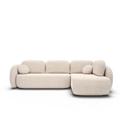 ECKSOFA AMICO II L-S Beige Geflochtener Stoff mit Schlaffunktion