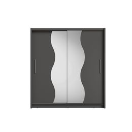 SCHWEBET&Uuml;RENSCHRANK RANOR 200/215/62,5cm 2-t&uuml;rig mit Spiegel Grau