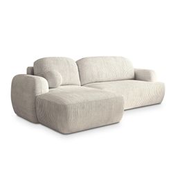 ECKSOFA MODENZA P L-S Creme Kordstoff mit Schlaffunktion