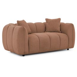 2-SITZER SOFA Nubira in tief gesteppter Bubble-Optik aus weichem Terrakotta Strukturstoff im modernen Design