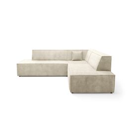 ECKSOFA TESSO II R-S Creme Kordstoff mit Schlaffunktion