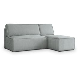 ECKSOFA BRISO P Hellgrau Kordstoff mit Schlaffunktion