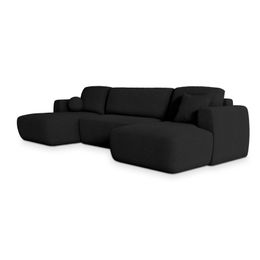 WOHNLANDSCHAFT SENTUM N Schwarz Boucle-Stoff mit Schlaffunktion