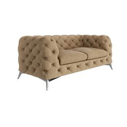 CHESTERFIELD-SOFA 2-Sitzer Laura Beige Samt