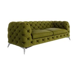 CHESTERFIELD-SOFA 3-Sitzer Laura Olive Samt
