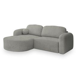 ECKSOFA AMILIA L-S Hellgrau Boucle-Stoff mit Schlaffunktion